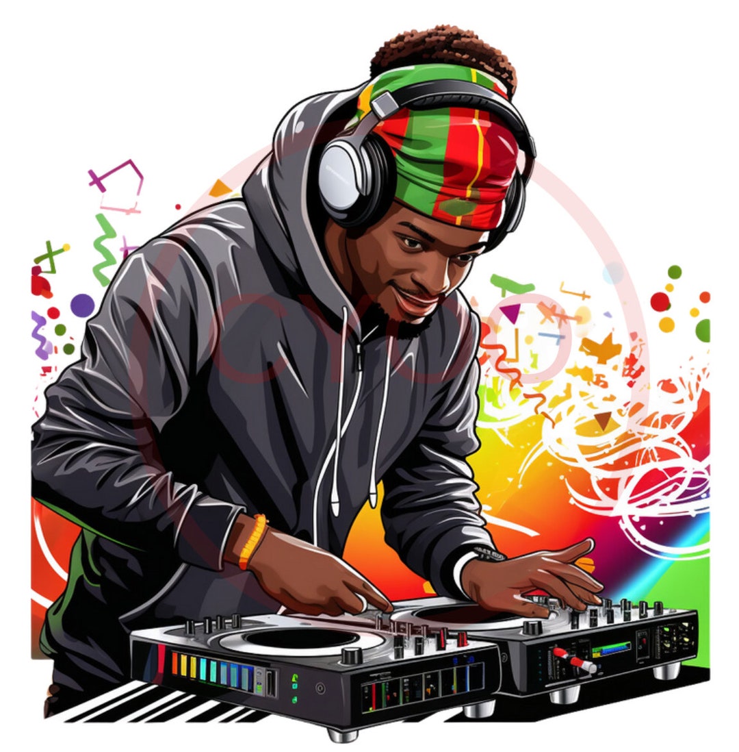 DJ Hip Hop Celebrating New Years Eve , Blackmusic DJ Holiday Clipart ...