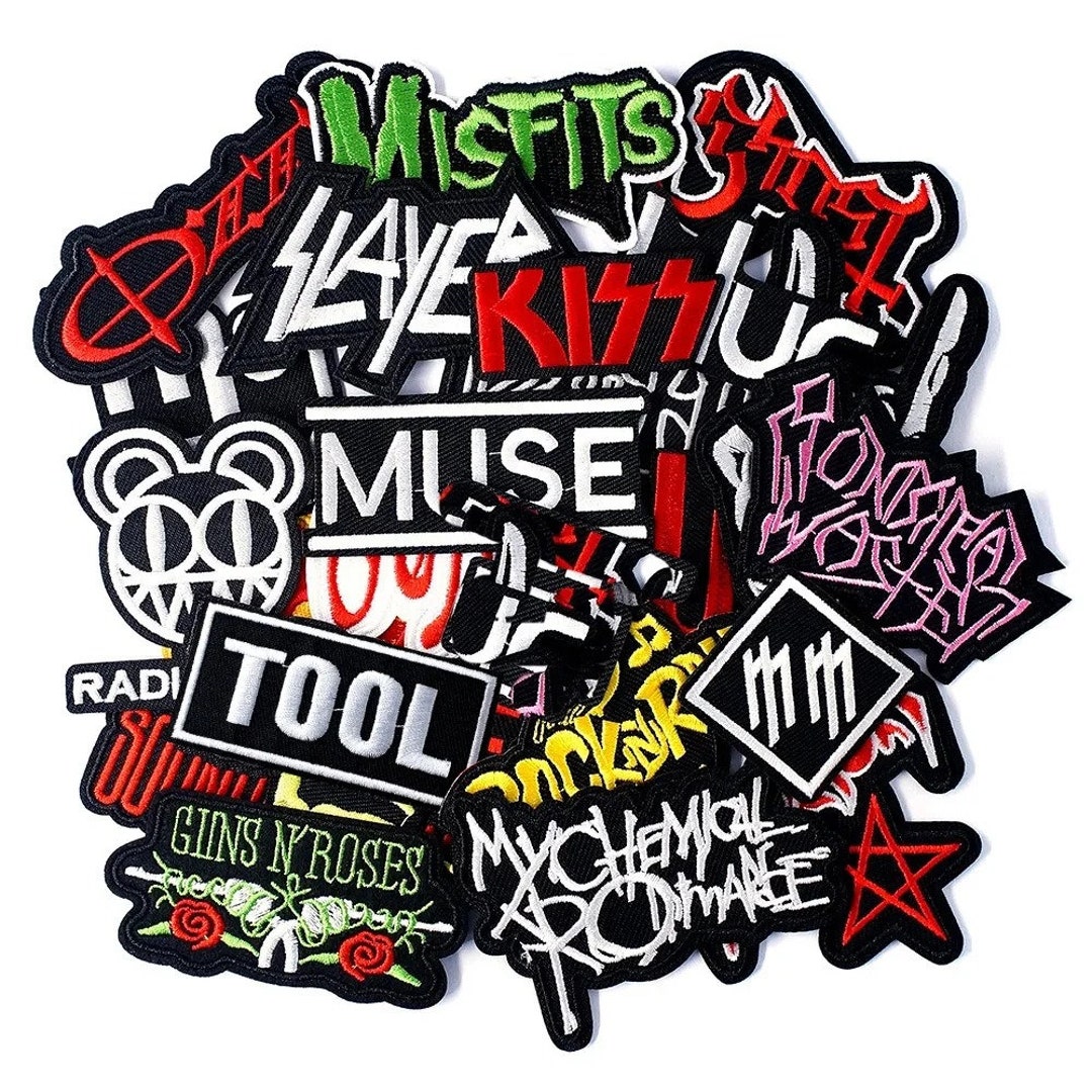 25pcs/lot Rock Band Embroidered Patch Retro Music Patches Embroidered ...