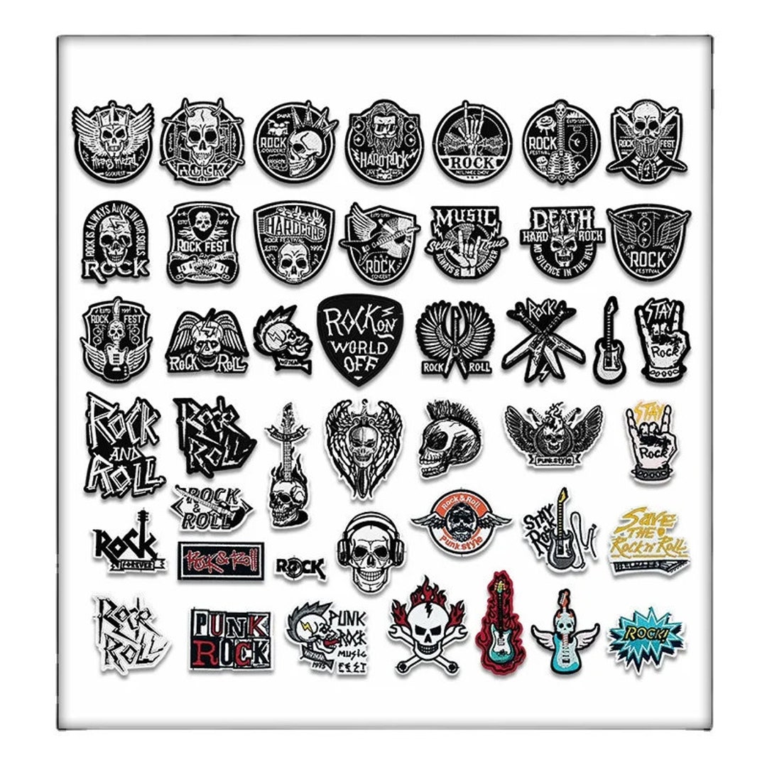 Rock & Roll Embroidery Iron on Patches Rock Music Patches Punk Style ...