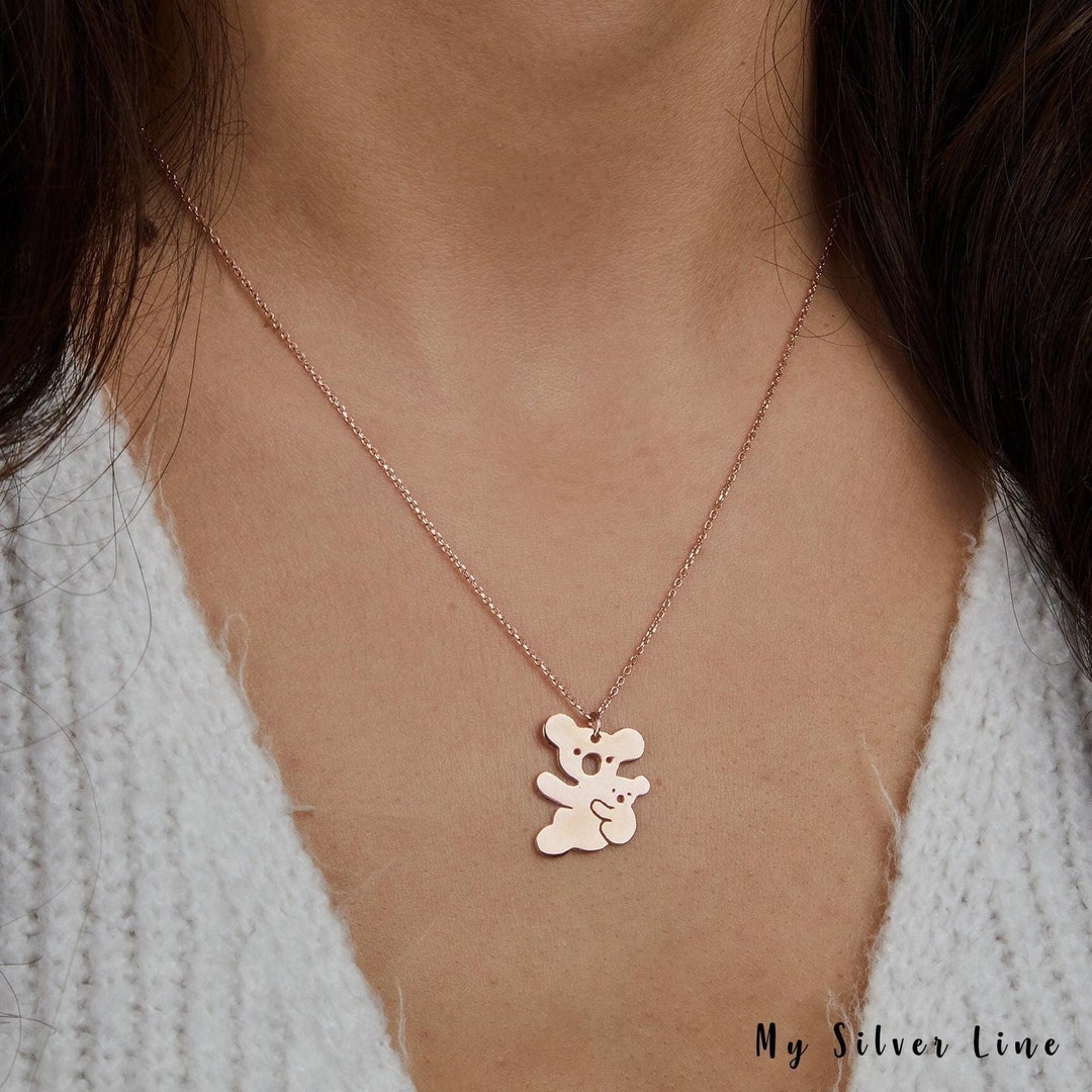 Collar de la familia Koala, colgante de koala de plata esterlina, collar para mamá y bebé ...
