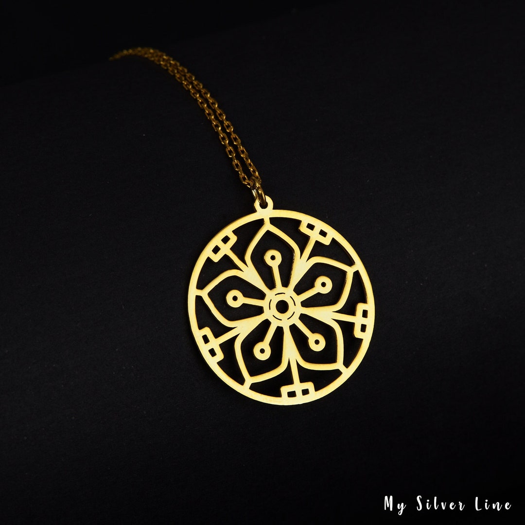 Sterling Silver Mandala Flower Pendant Necklace: Eastern Yoga Jewelry ...