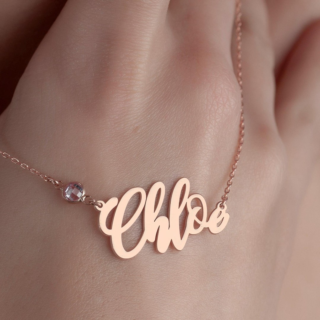 Custom Cursive Name Necklace in Sterling Silver, Elegant Script Name ...