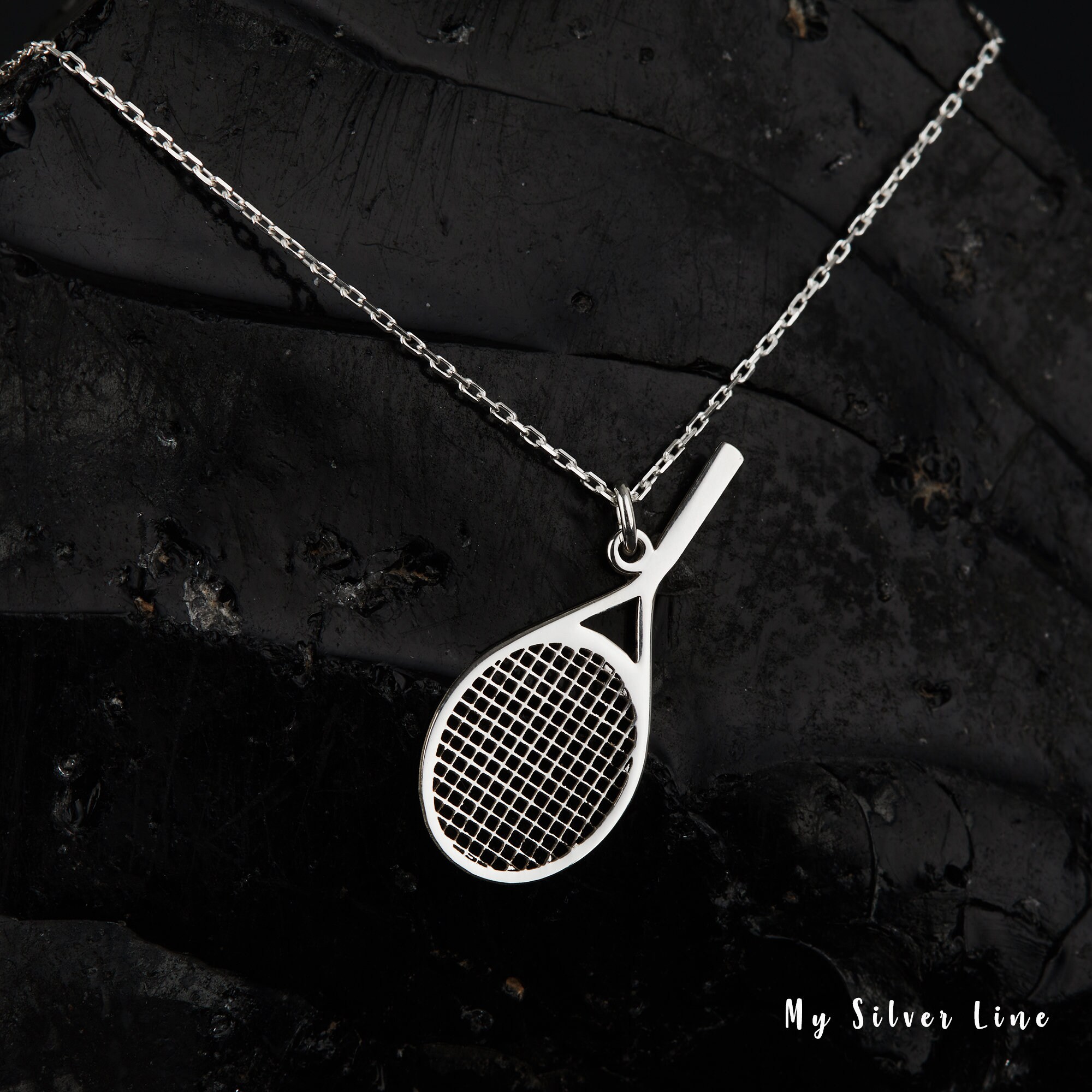 Tennis Racket Necklace Sterling Silver Tennis Racquet | Etsy