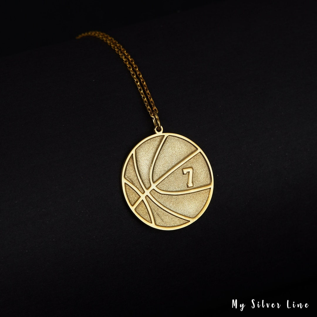 Basketball Necklace in Sterling Silver, Basketball Jewelry With Number ...