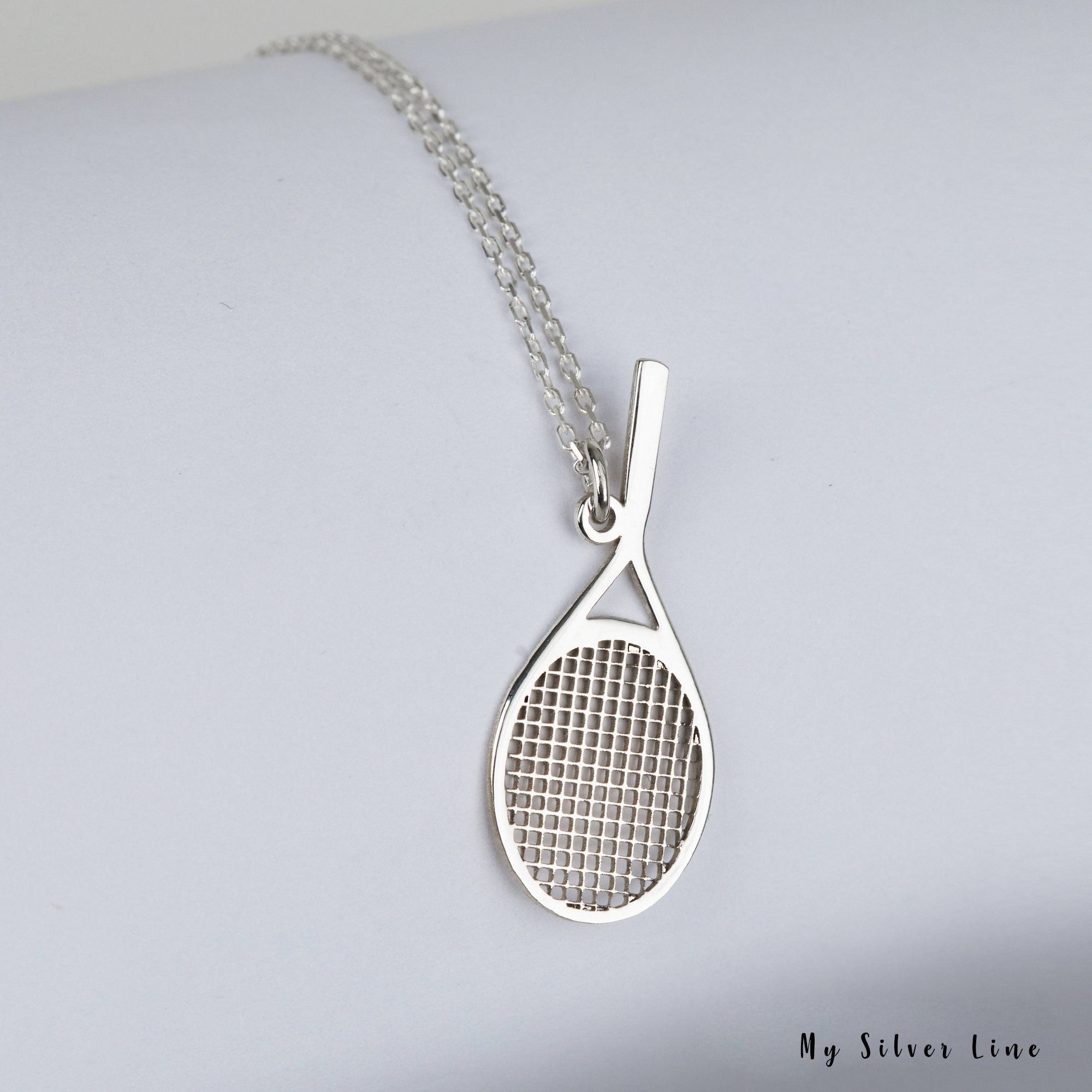 Tennis Racket Necklace Sterling Silver Tennis Racquet | Etsy