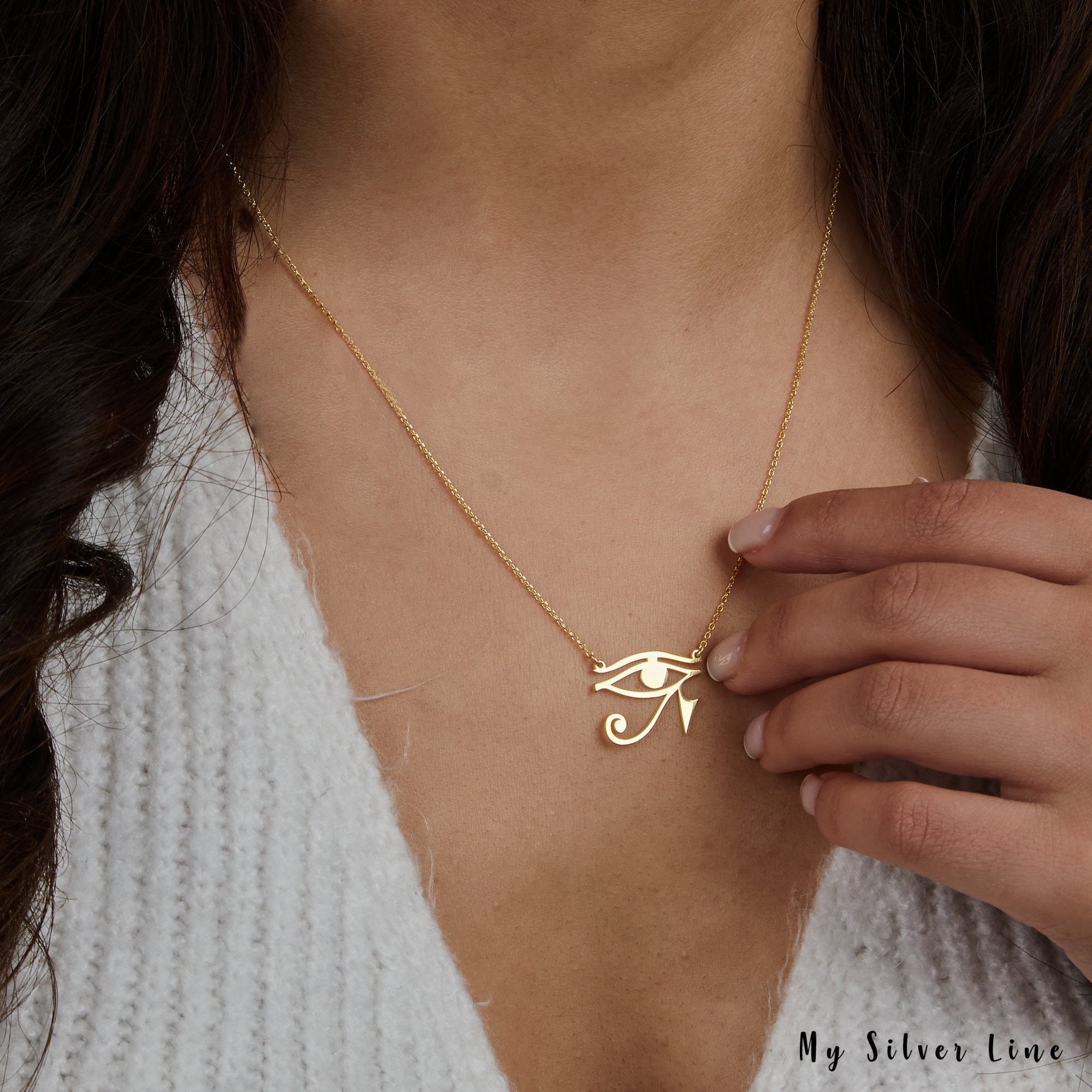 Eye of Ra in Sterling Silver Evil Eye Necklace Gift for Her | Etsy