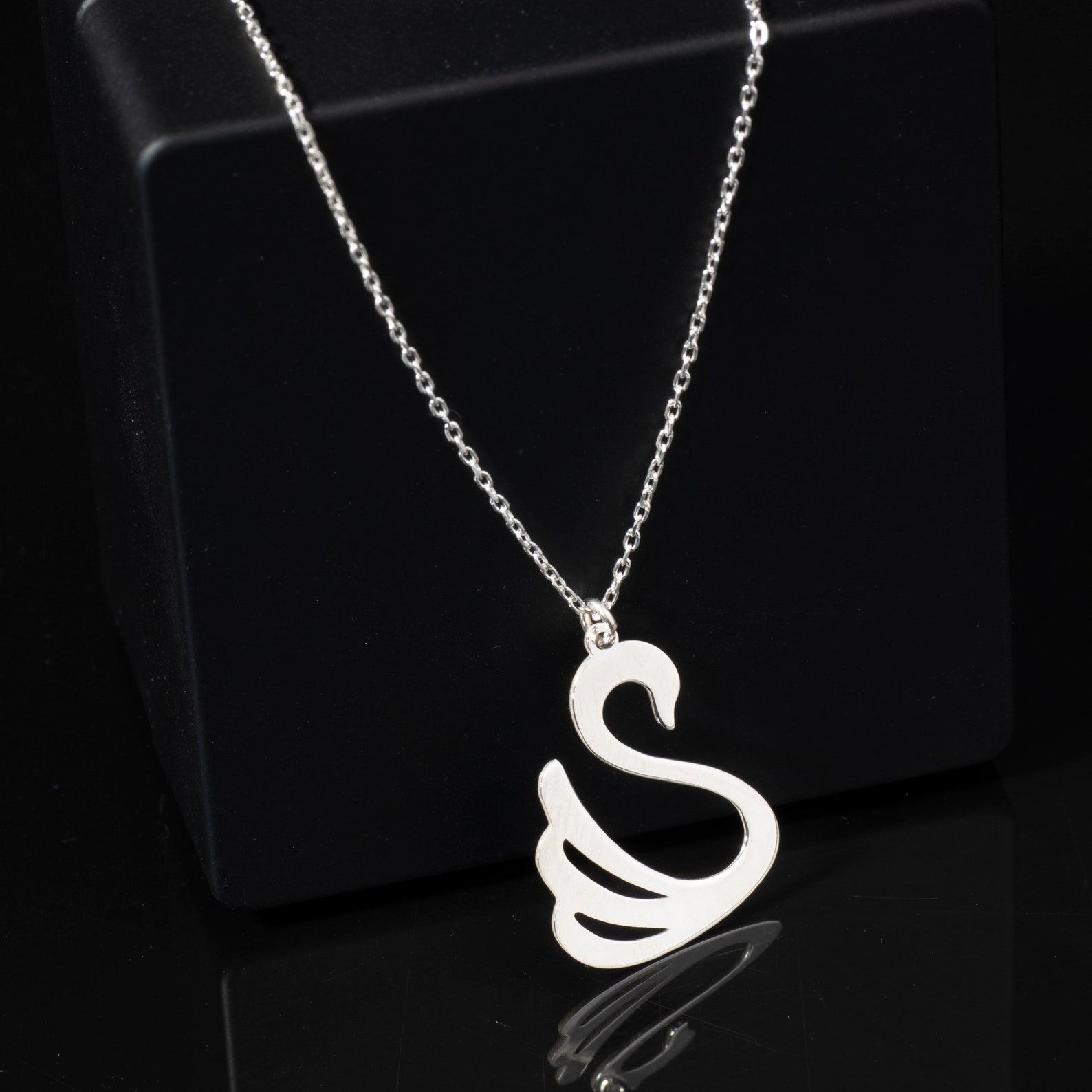 Dainty Swan Necklace, Swan Jewelry in Sterling Silver, Gift for Lover ...