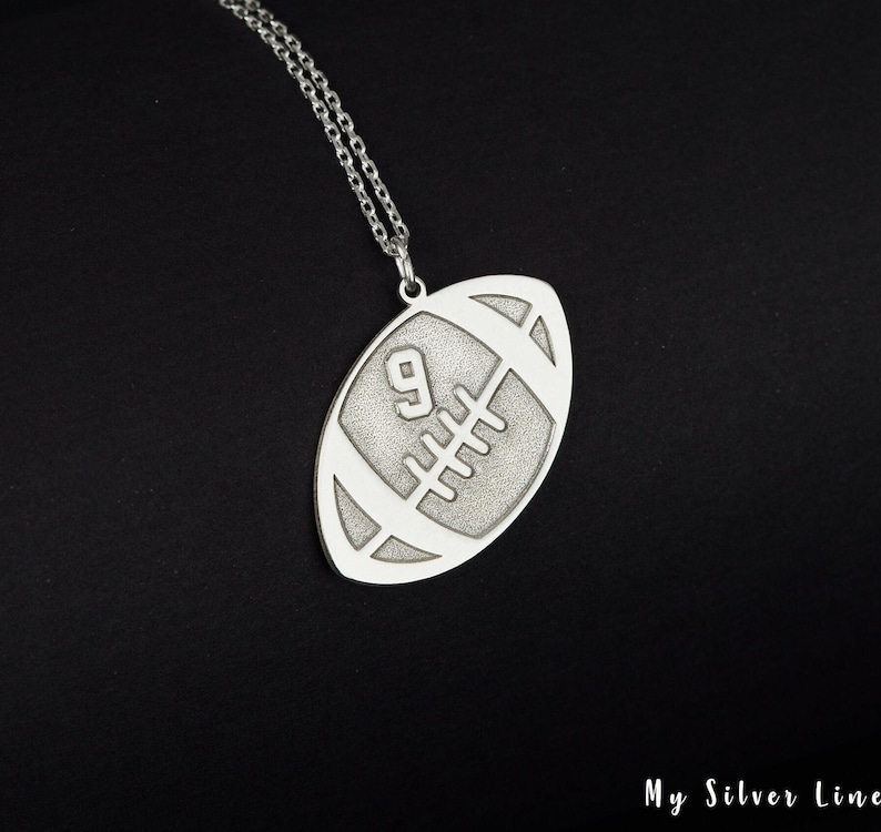 Custom Sterling Silver American Football Necklace: Personalized NFL ...