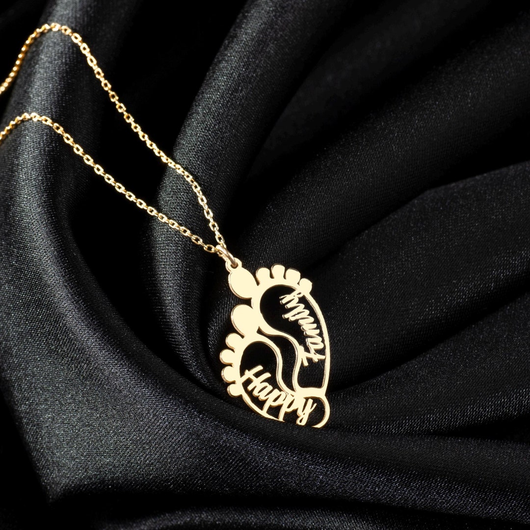 Custom Sterling Silver Baby Feet Necklace: Personalized Newborn Gift - Etsy