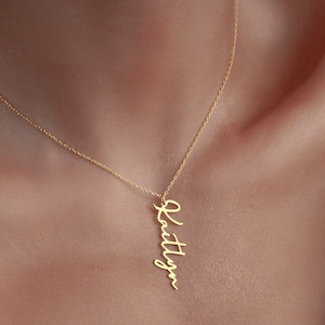 Sterling Silver Vertical Name Necklace: Cursive Personalized Jewelry - Etsy