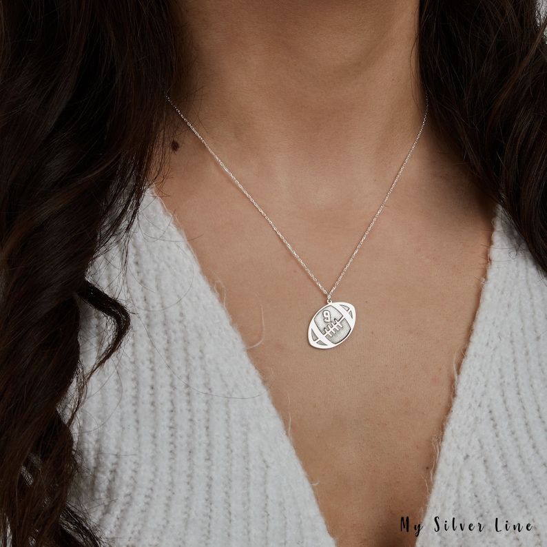 Custom Sterling Silver American Football Necklace: Personalized NFL ...