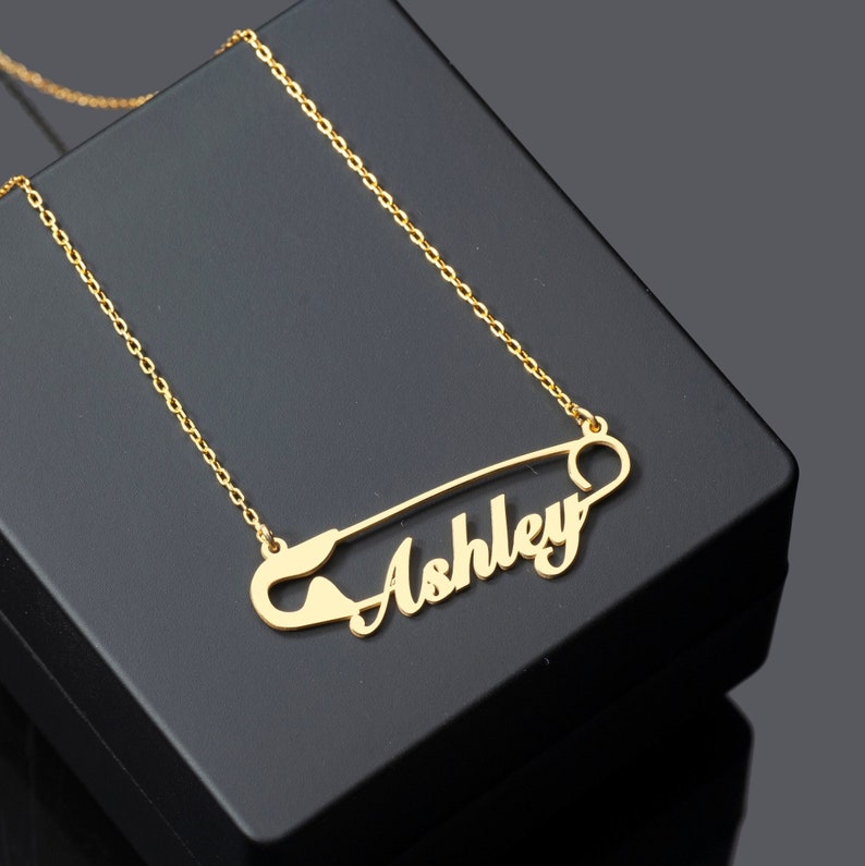 Custom Sterling Silver Safety Pin Name Necklace: Personalized Jewelry ...