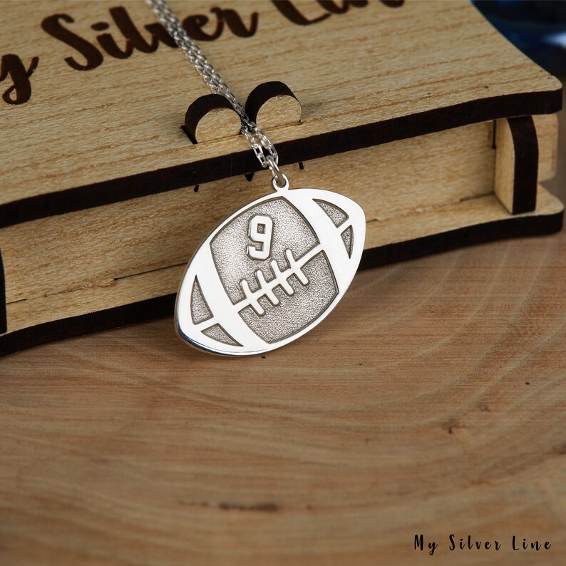 Custom Sterling Silver American Football Necklace: Personalized NFL ...