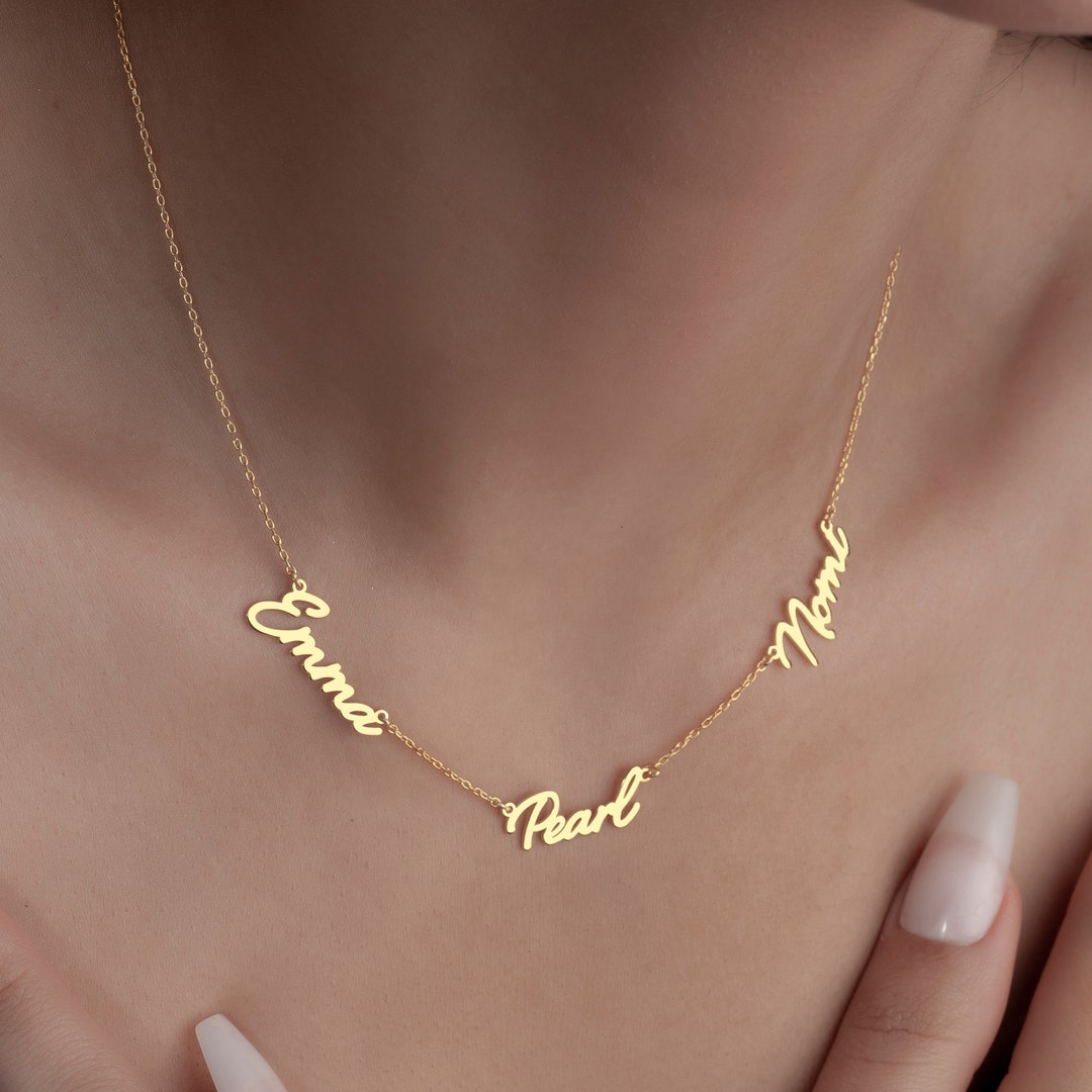 Multiple Name Necklace in Sterling Silver, Custom Multiple Name Jewelry ...