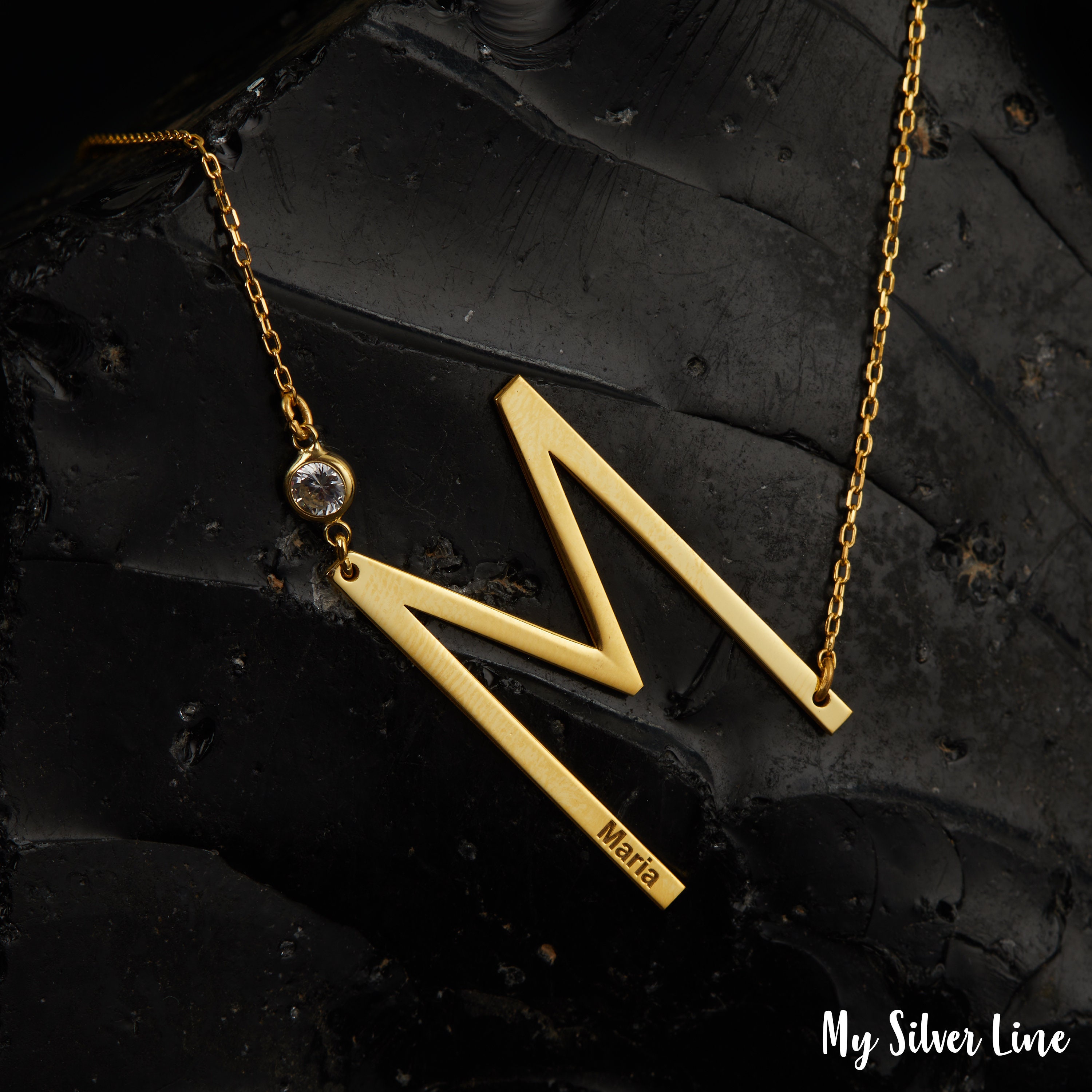 Big Letter Necklace Large Letter Necklace in Sterling Silver | Etsy