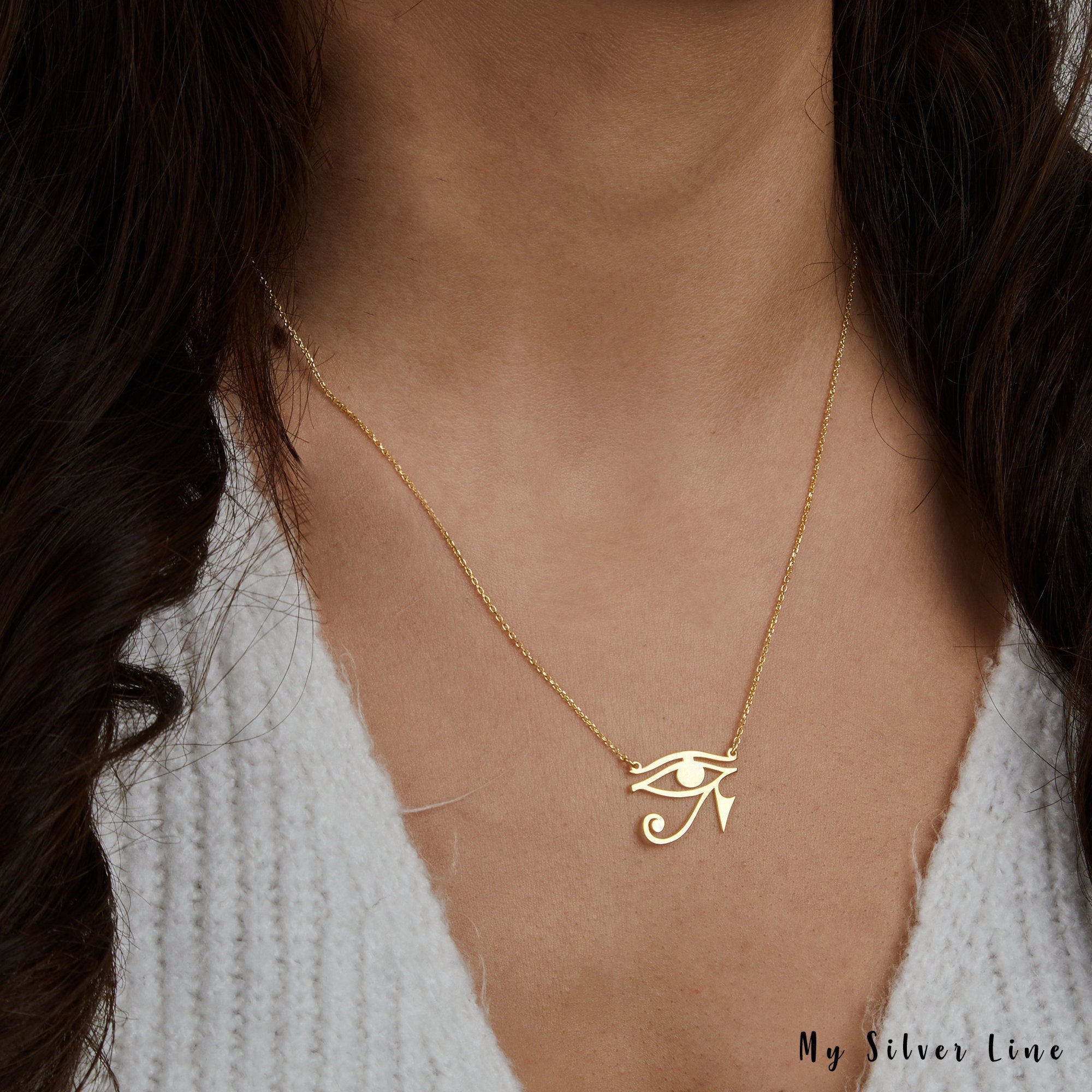 Eye of Ra in Sterling Silver Evil Eye Necklace Gift for Her | Etsy