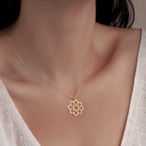 Sterling Silver Octagram Necklace: 8 Point Star Mandala, Sacred ...