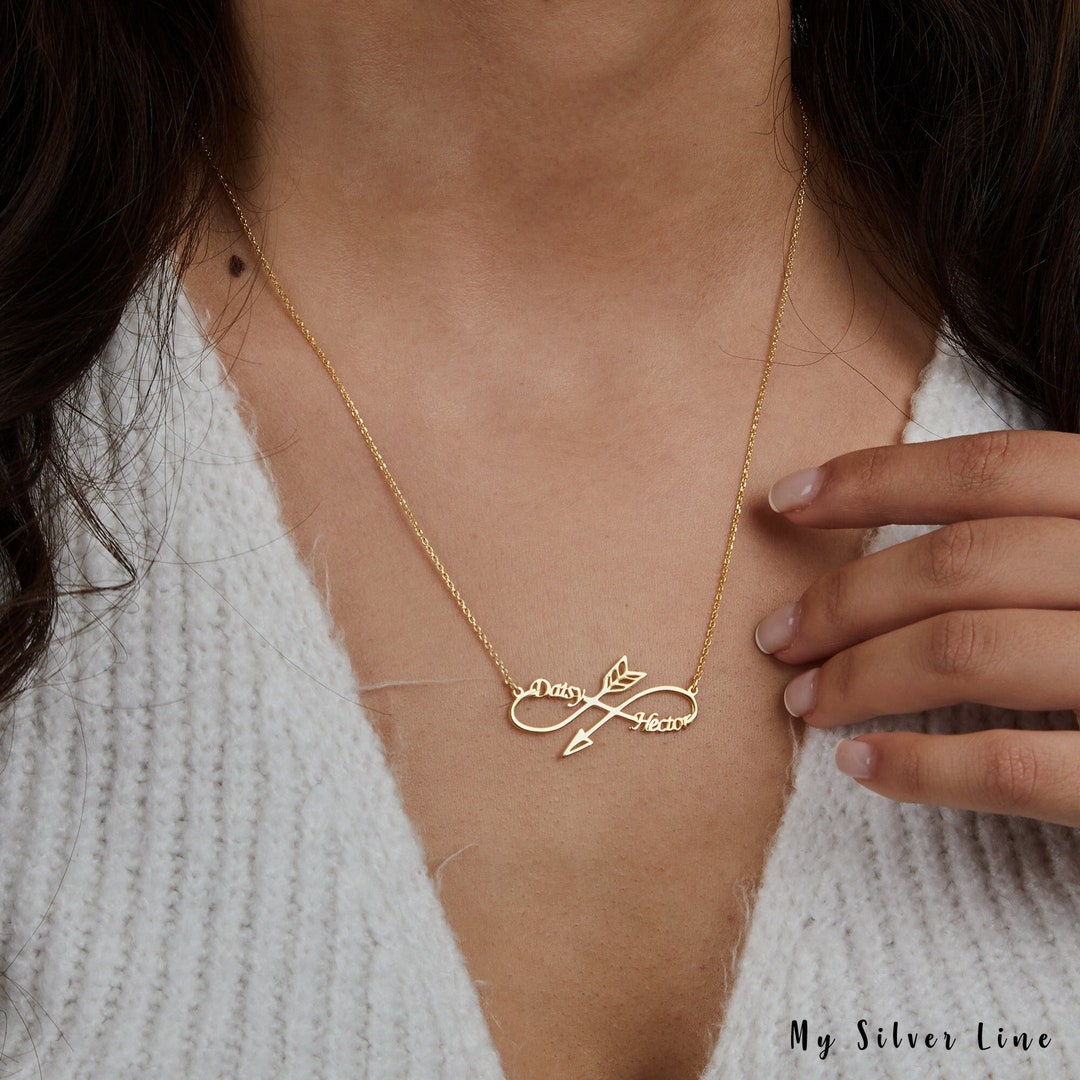 Custom Infinity Necklace in Sterling Silver Arrow Infinity - Etsy