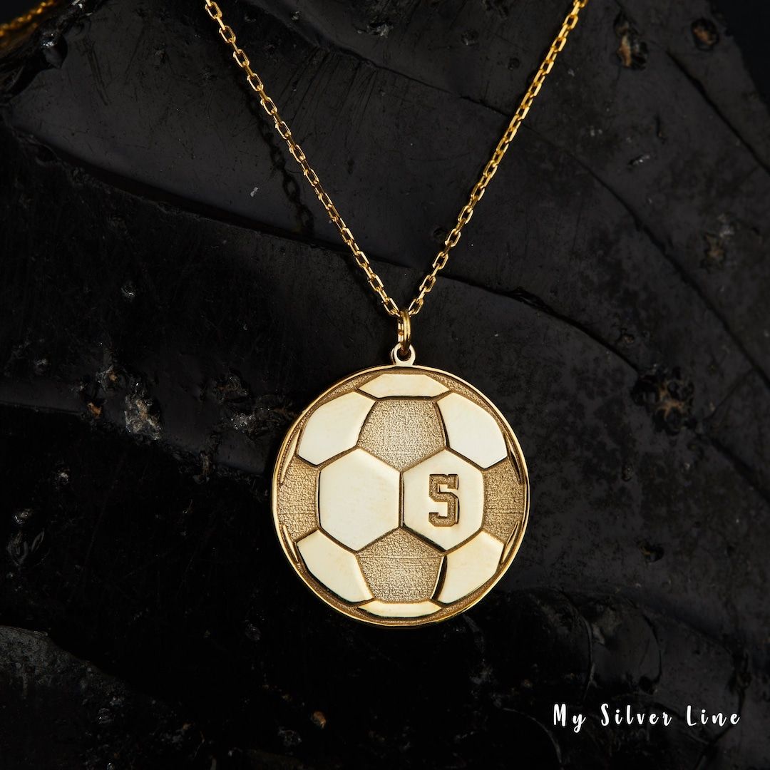 Soccer Necklace, Silver Soccer Ball Pendant, Soccer Team Gift, Jersey ...