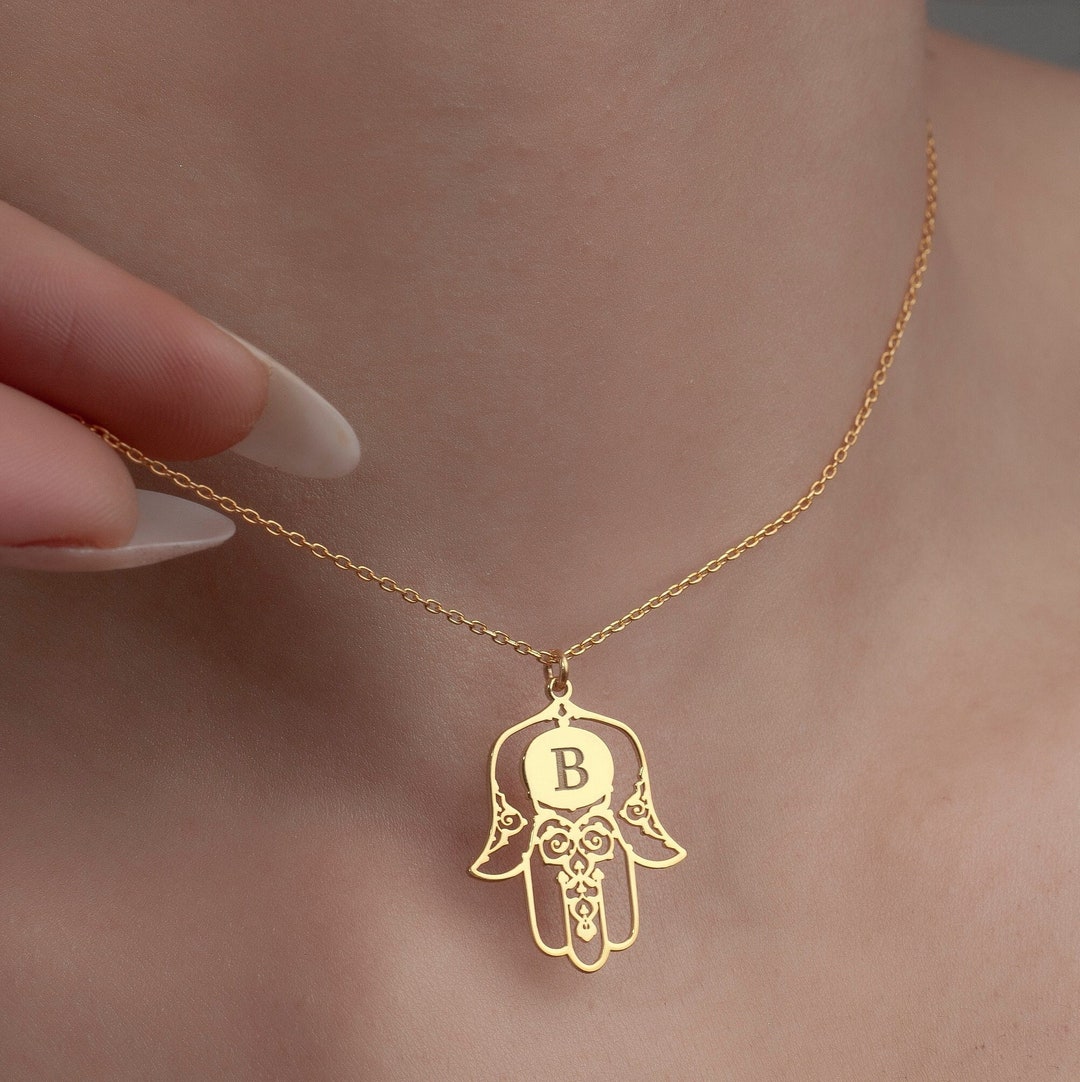 Hand of Fatima Jewelry With Name, Sterling Silver Custom Hamsa Necklace ...