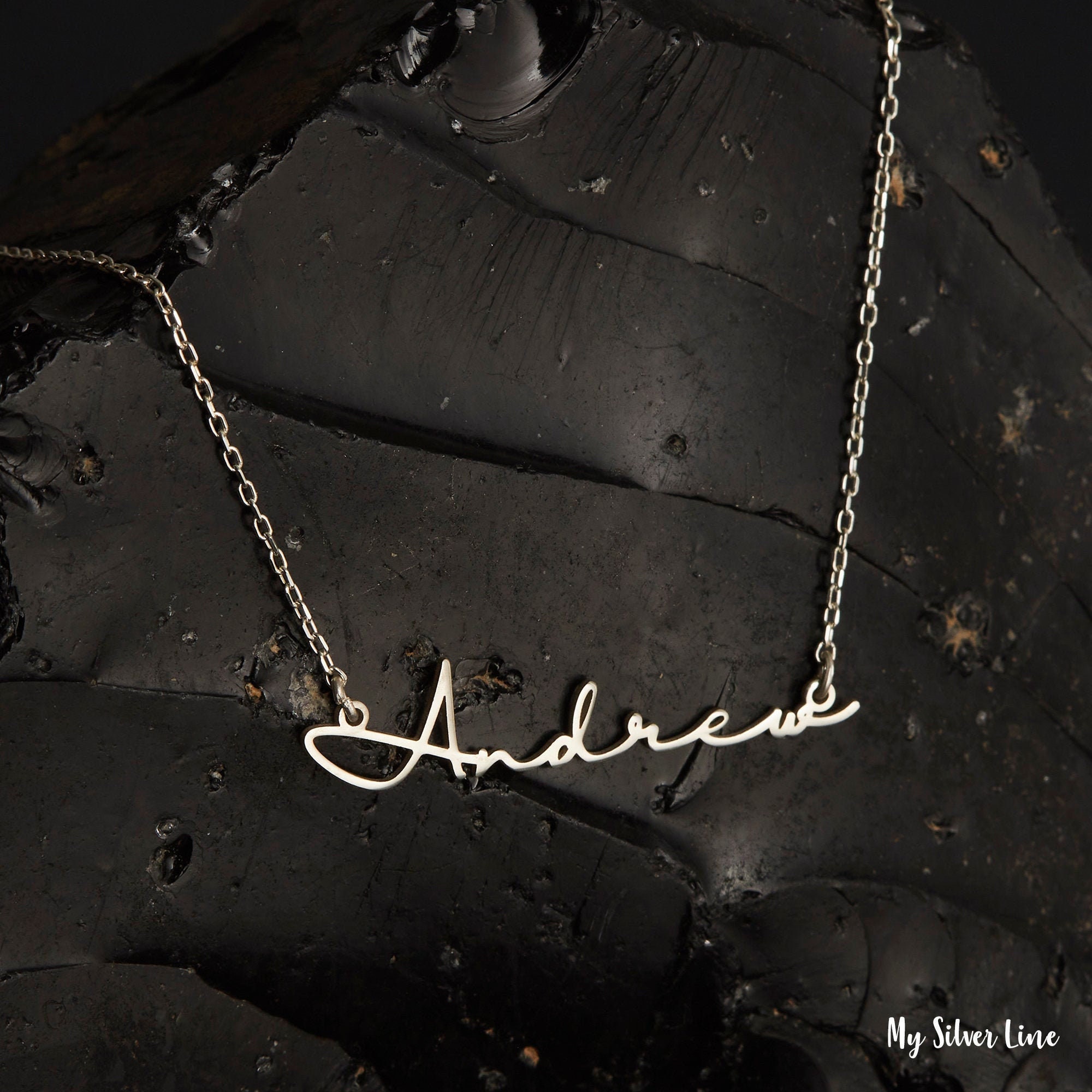Cursive Name Necklace Sterling Silver Name Necklace Tiny - Etsy