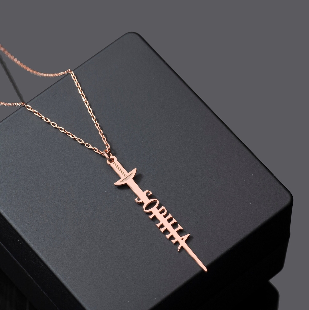 Personalized Sword Necklace, Sterling Silver Epee Sword, Sword Jewelry ...