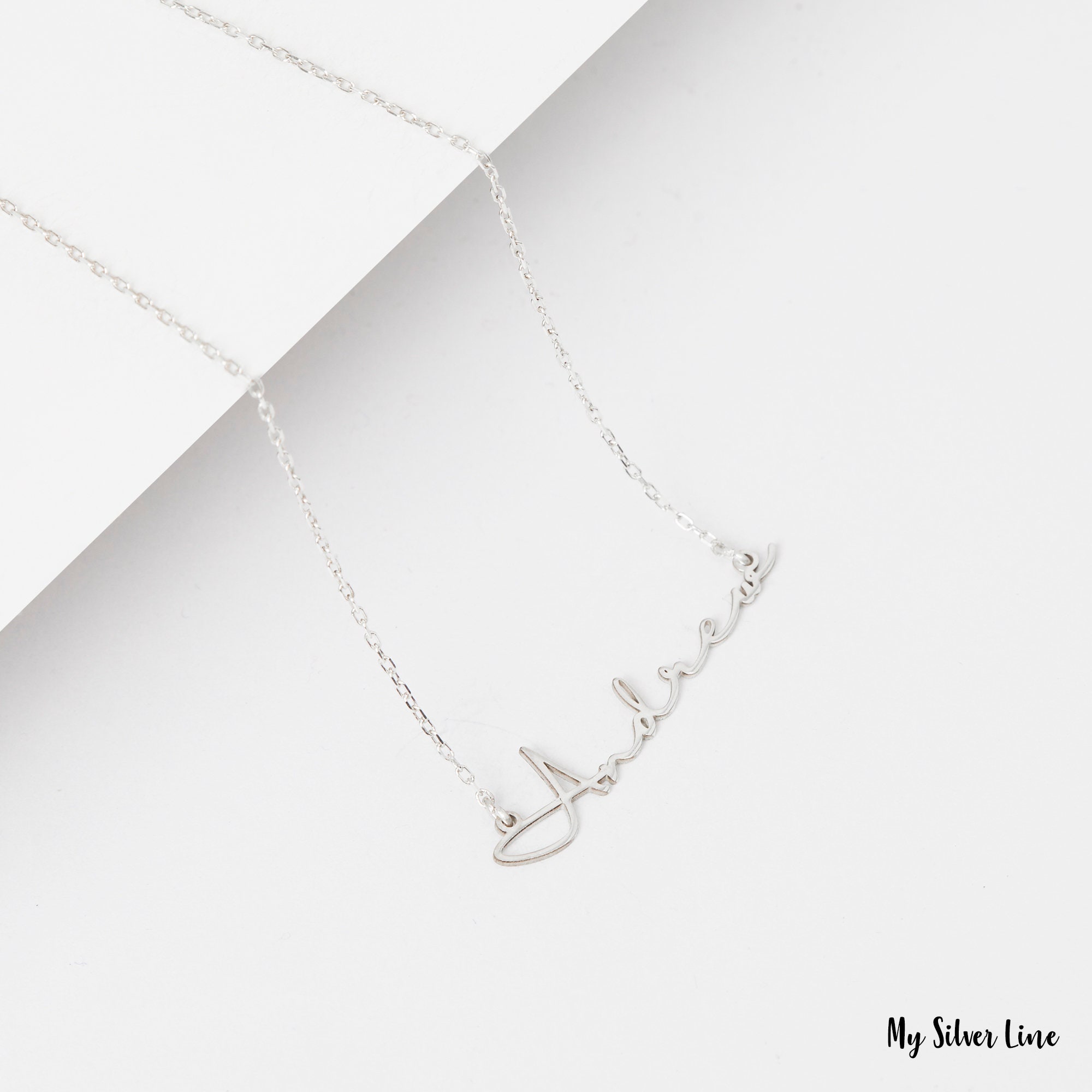 Cursive Name Necklace Sterling Silver Name Necklace Tiny | Etsy