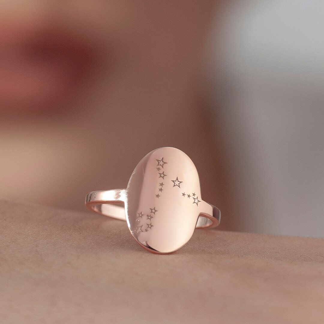 Star Map Ring in Sterling Silver, Zodiac Sign Ring, Constellation Map ...