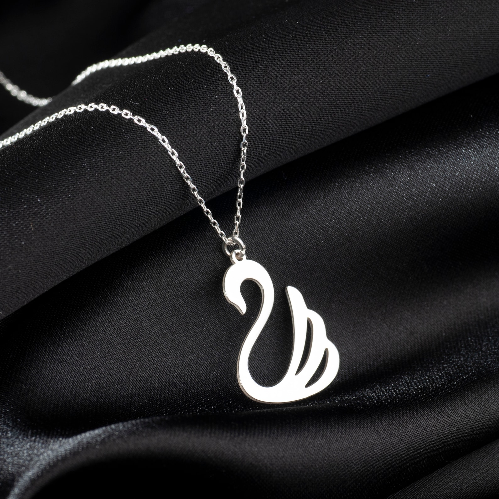 Dainty Swan Necklace, Swan Jewelry in Sterling Silver, Gift for Lover ...