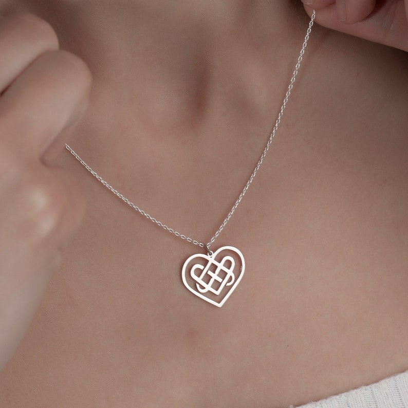 Sterling Silver Celtic Knot Heart Necklace: Irish Jewelry - Etsy