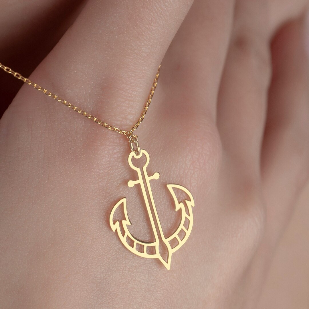 Dainty Anchor Necklace, Anchor Pendant in Sterling Silver, Anchor ...
