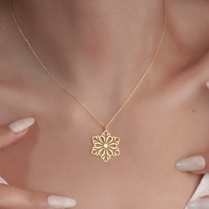 Dainty Snowflake Necklace, Sterling Silver Snowflake Charm, Winter ...