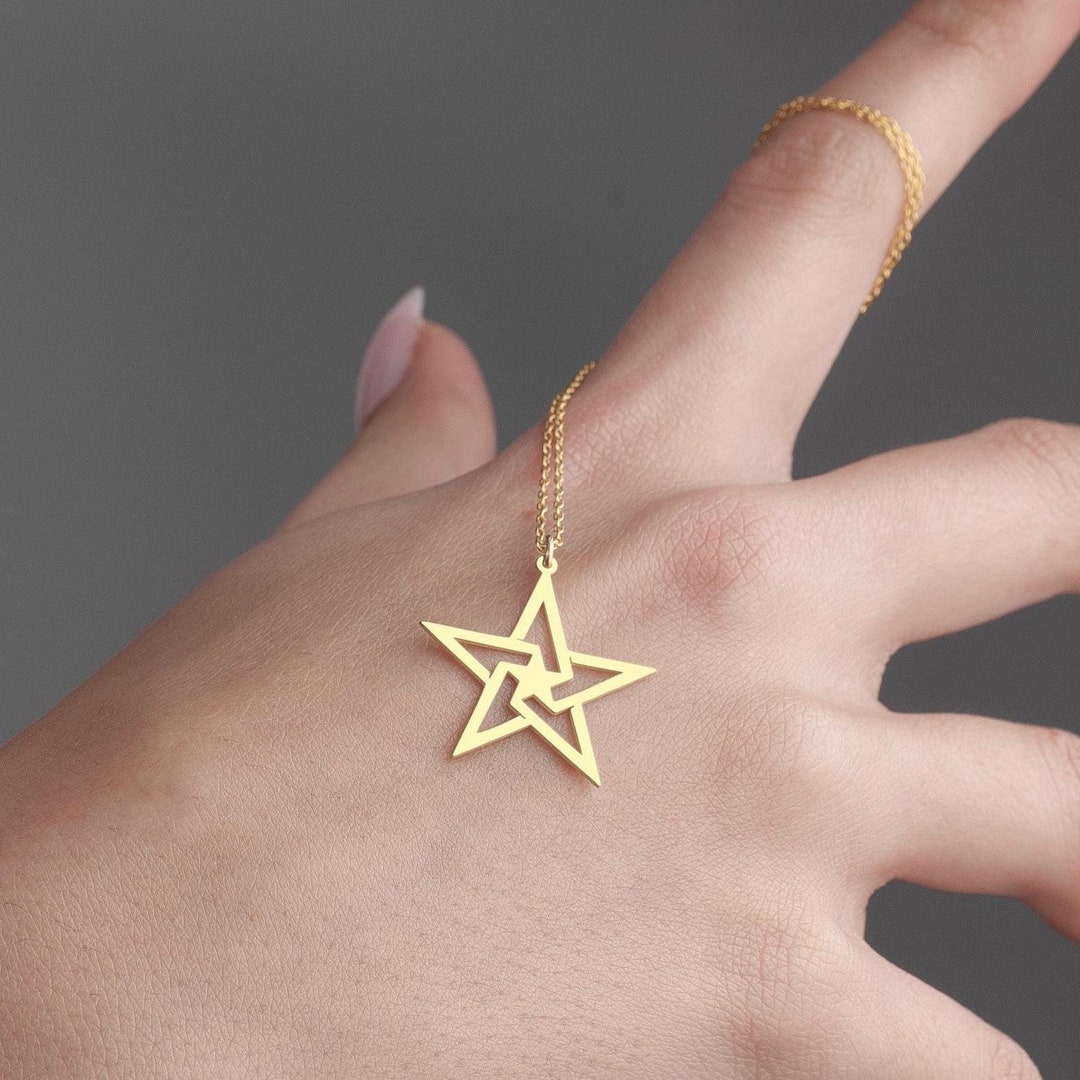Dainty Star Necklace in Sterling Silver, Geometric Star Pendant ...