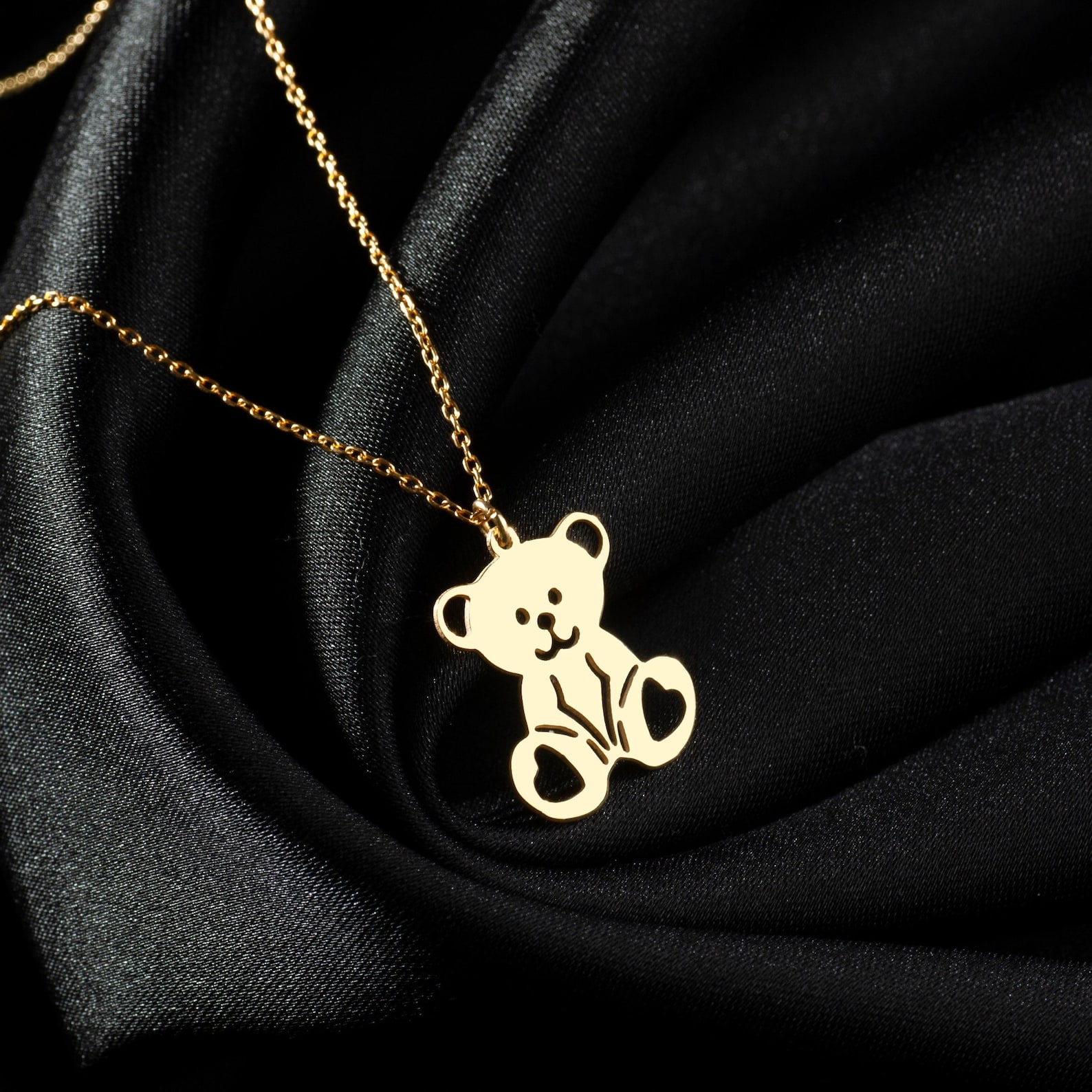 Sterling Silver Teddy Bear Charm Necklace, Kids Jewelry - Etsy
