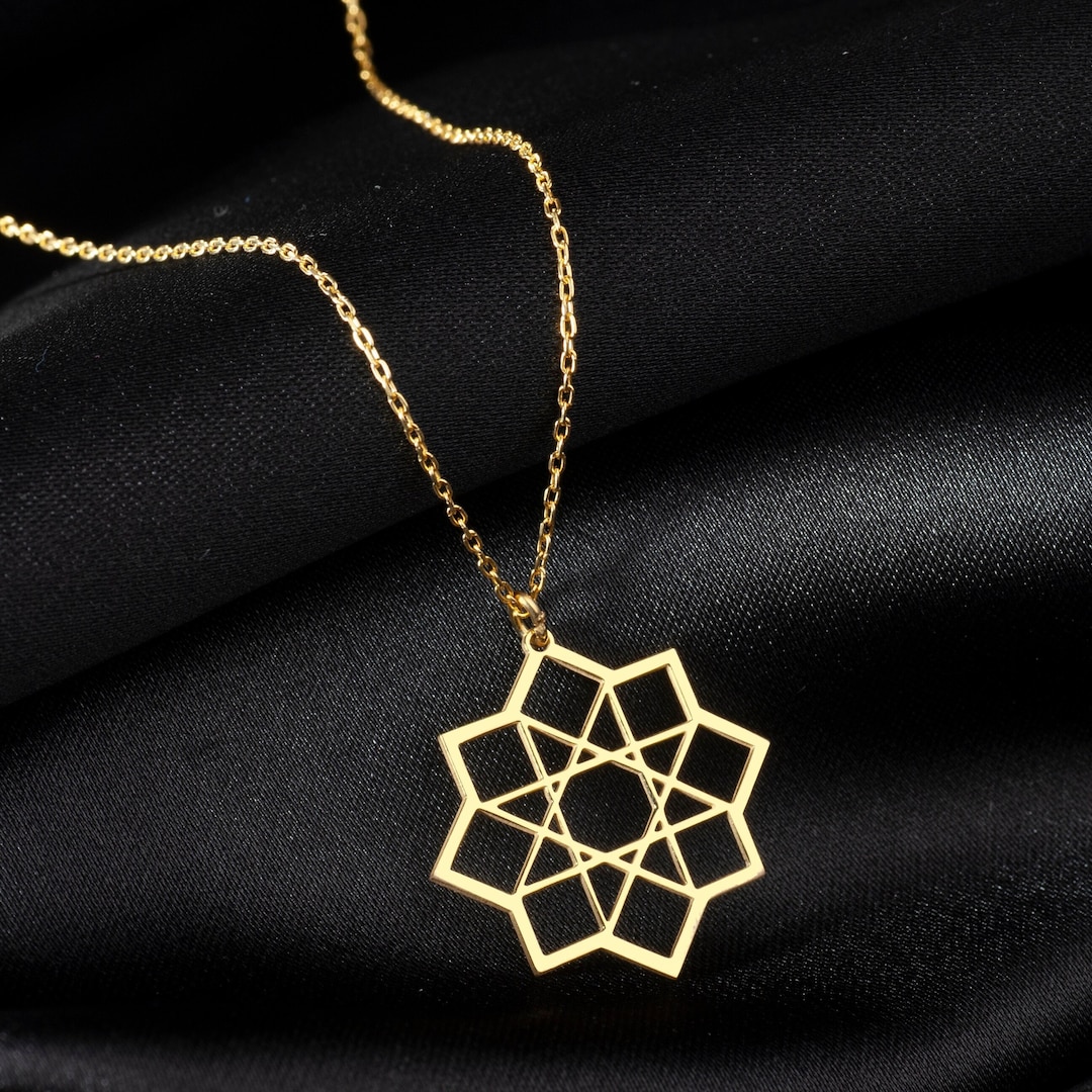 Sterling Silver Octagram Necklace: 8 Point Star Mandala, Sacred ...