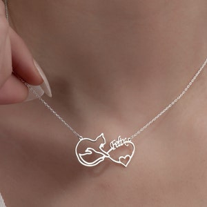 Cat Infinity Necklace in Sterling Silver, Custom Cat Jewelry, Gift for ...
