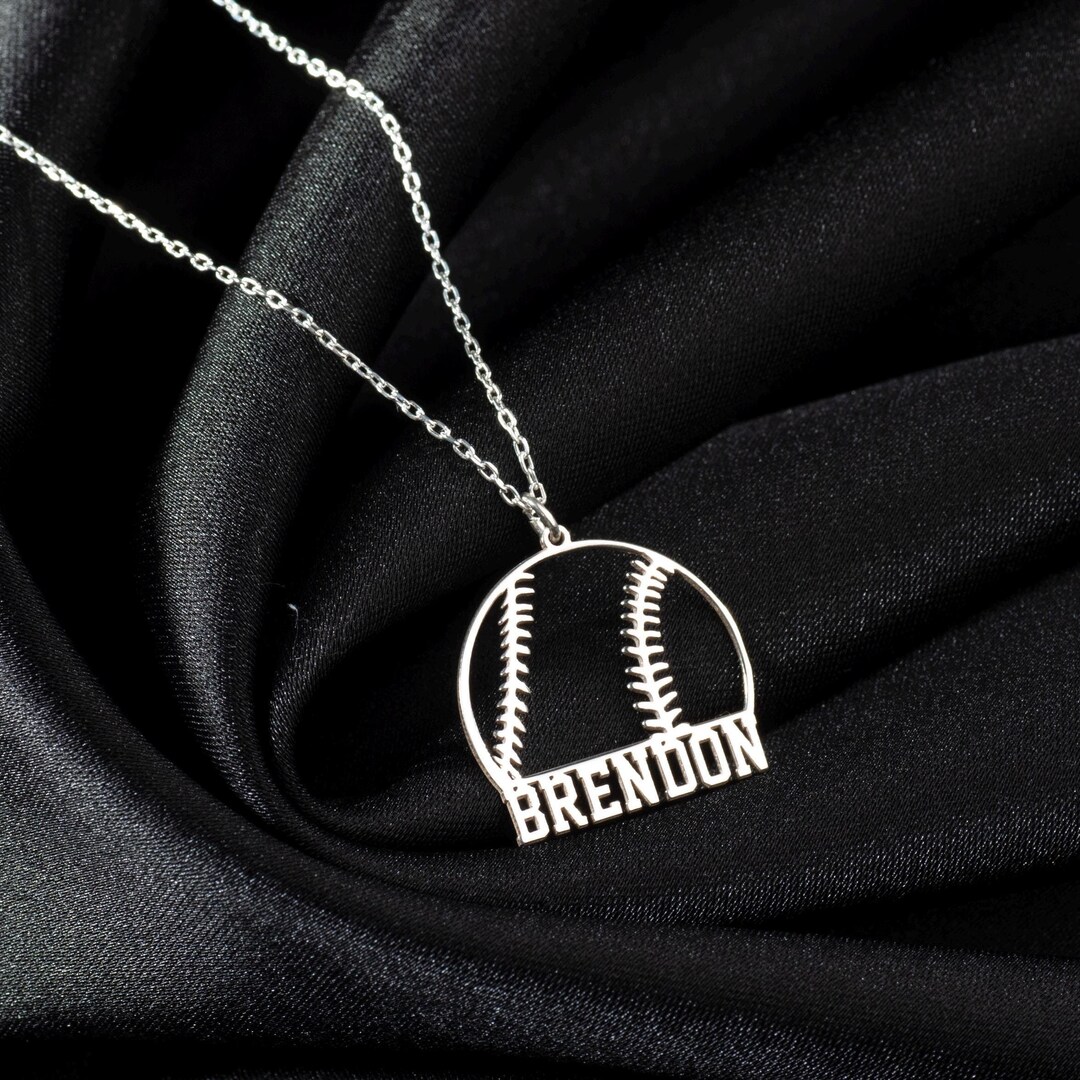 Custom Baseball Necklace, Silver Baseball Pendant, Personalized ...