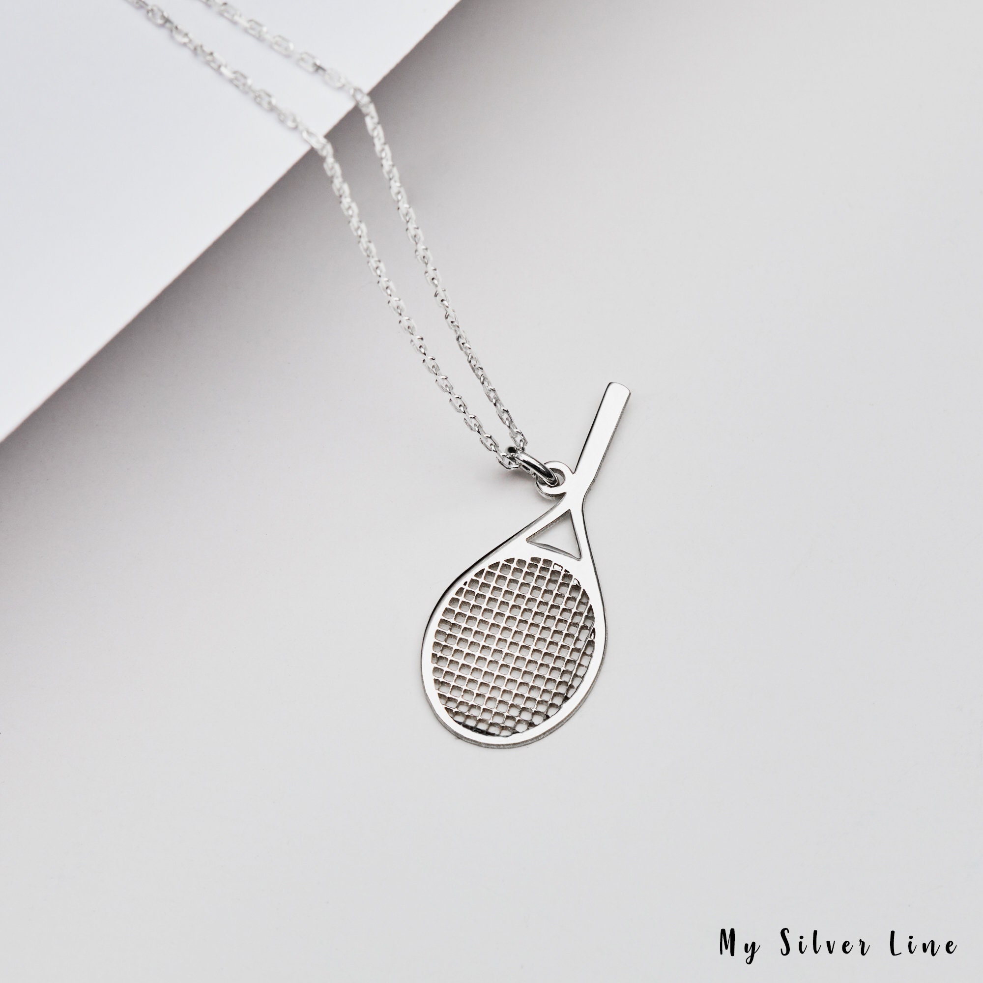 Tennis Racket Necklace Sterling Silver Tennis Racquet | Etsy