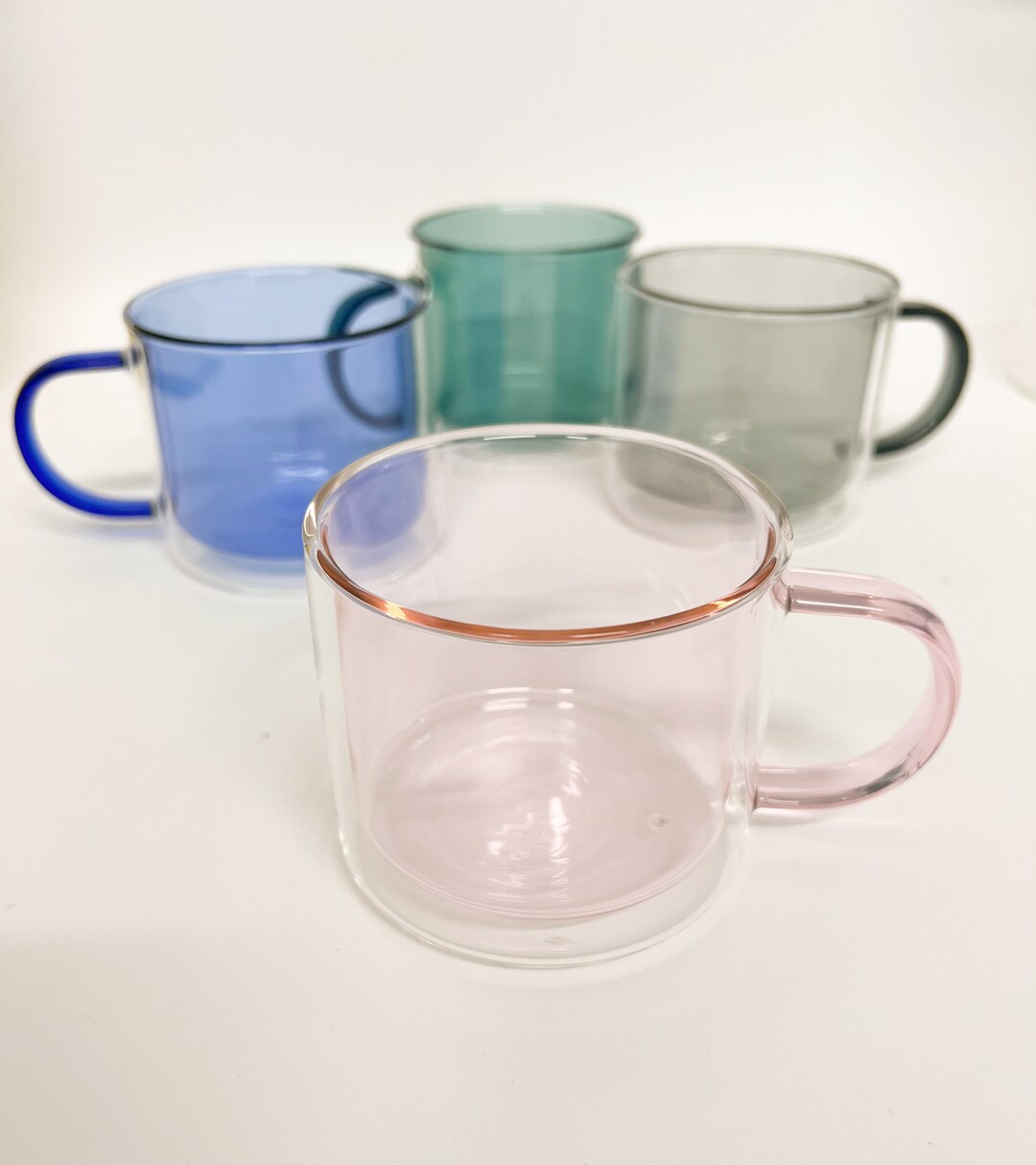 Double Walled Glass Mugs Coloured Mugs - Etsy