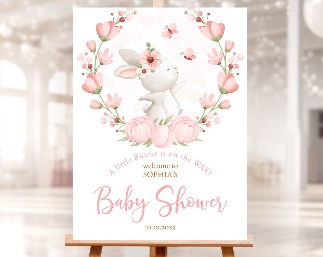 Editable Digital Baby Shower Girl Welcome Sign Template. Personalized ...