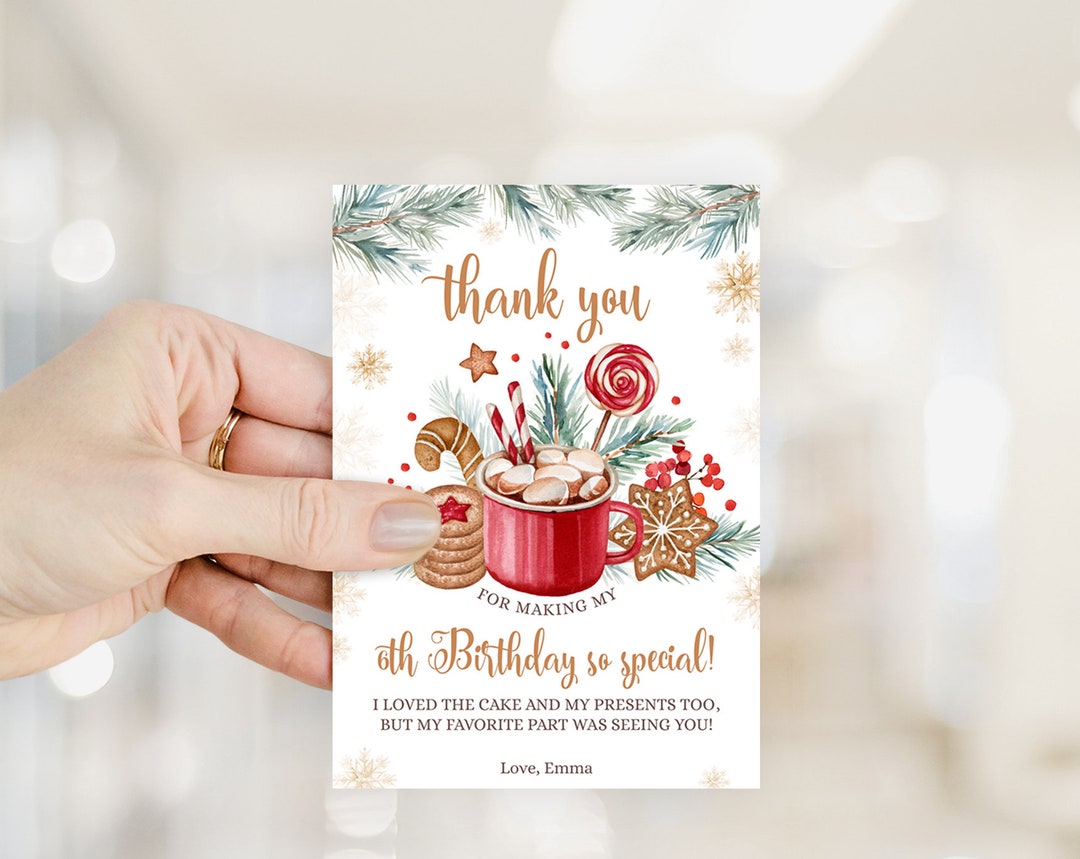 Editable Thank You Card. Christmas Party, Cookies and Cocoa, Festive ...