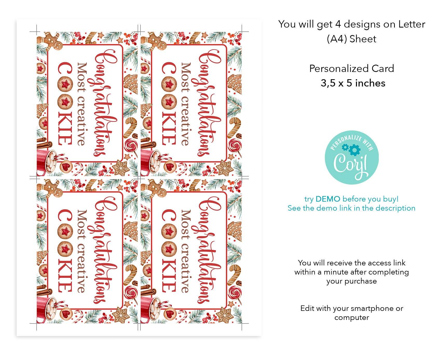 Editable Digital Cookie Award Certificates. Cookies Exchange - Etsy