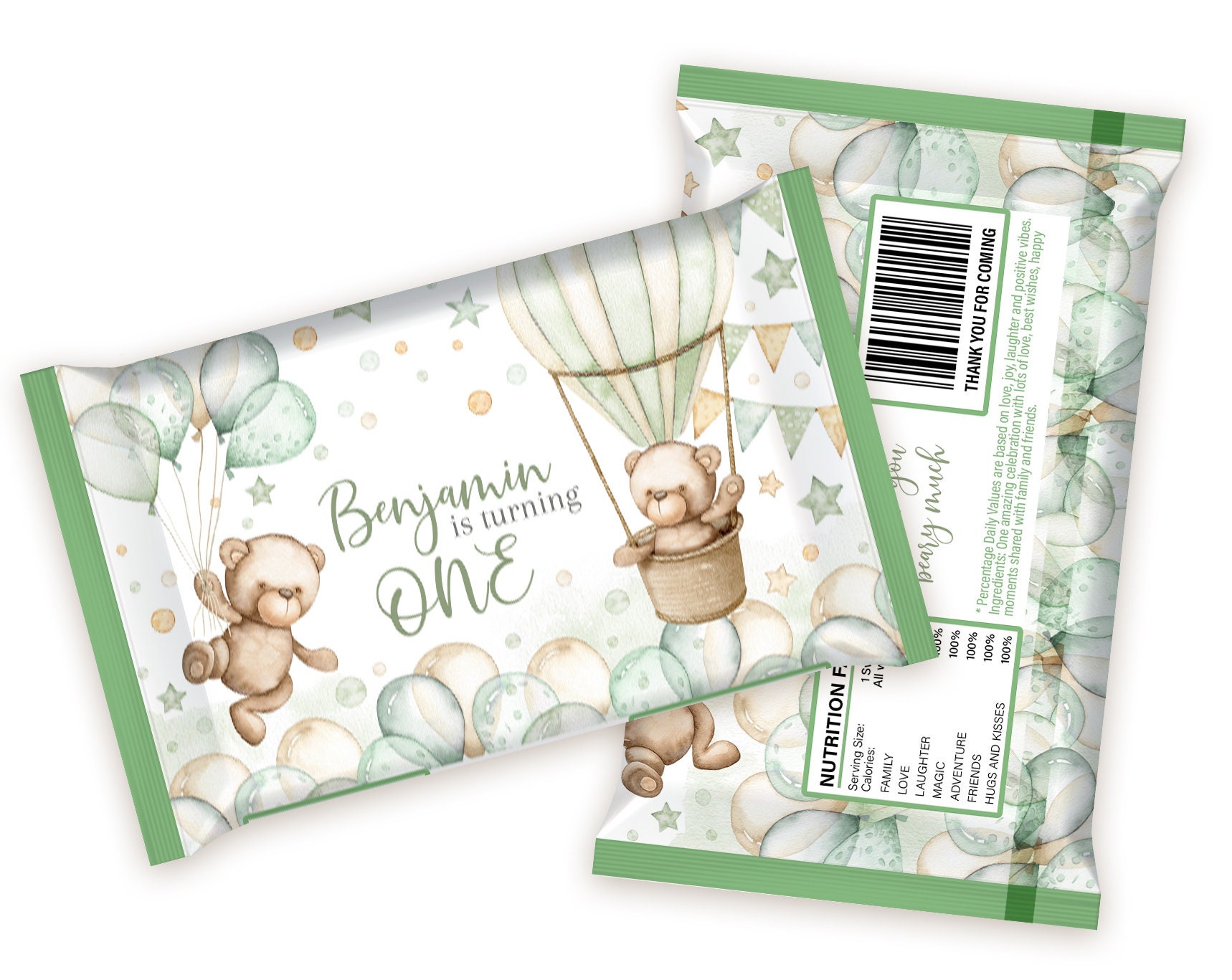 Editable Candy Wrapping Label. 1st Birthday Party Favor Rice - Etsy
