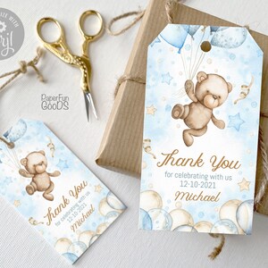 EDITABLE Thank You Tags. Personalized Boys Party Tag. Digital Birthday ...