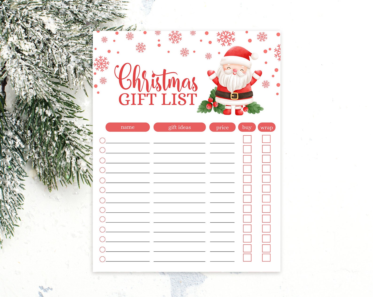 Editable Christmas Gift List. Santa Claus, Christmas Christmas to Do ...