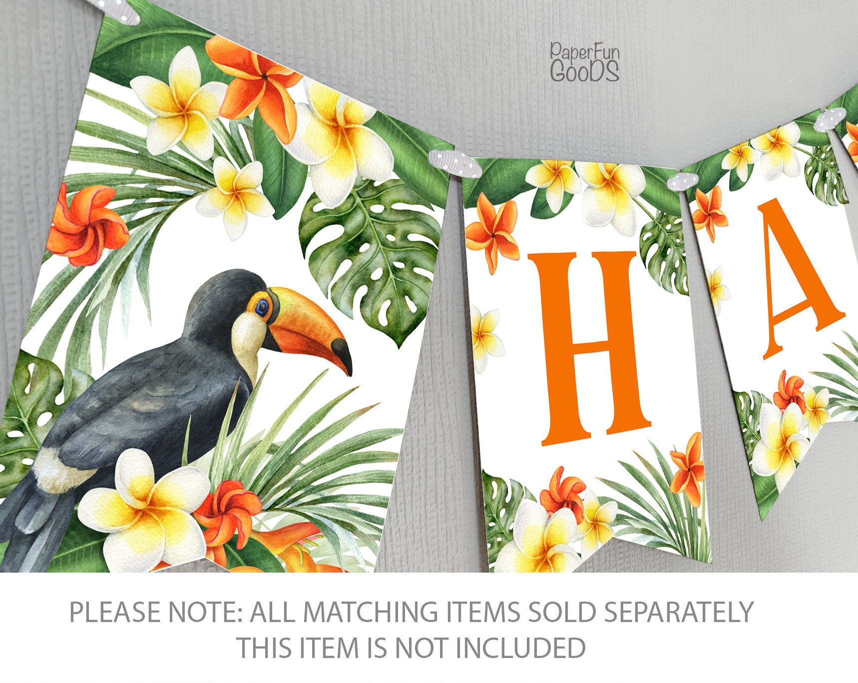 A-Z ALPHABET Tropical Banner. Printable Digital Party Decoration ...