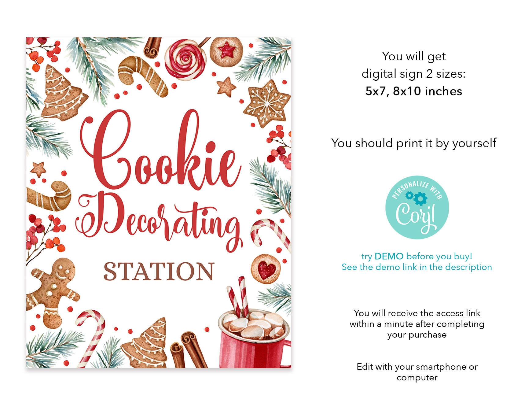 Editable Cookies and Cocoa Party Sign. Hot Chocolate - Etsy