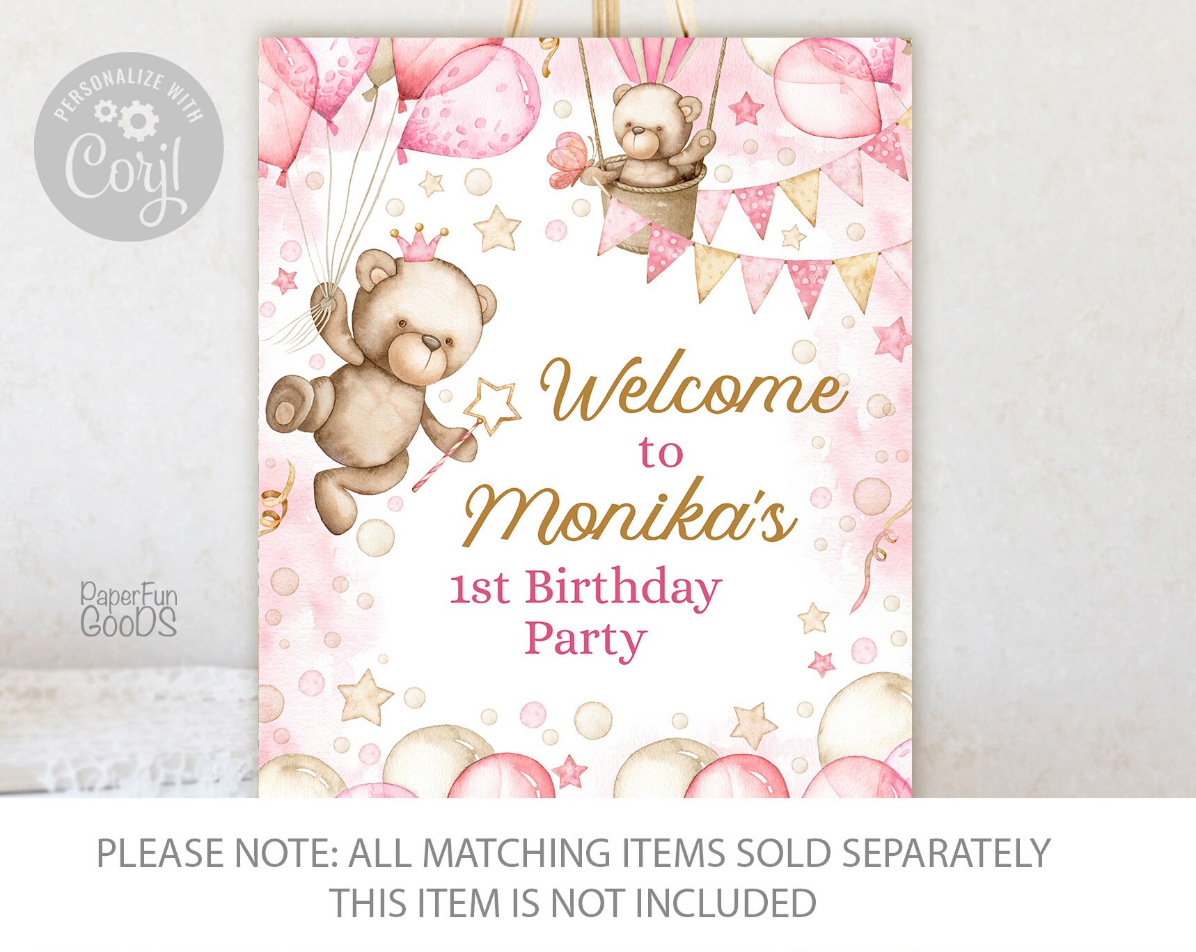 Printable Teddy Bear Cupcake Toppers. Favor Tags. Girls | Etsy