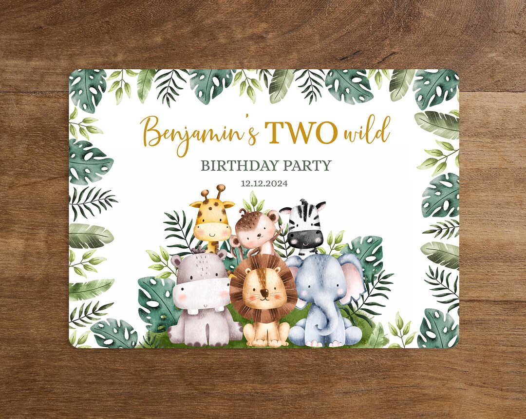 Editable Table Mat Template. Personalized 2nd Baby Boy TWO Wild ...