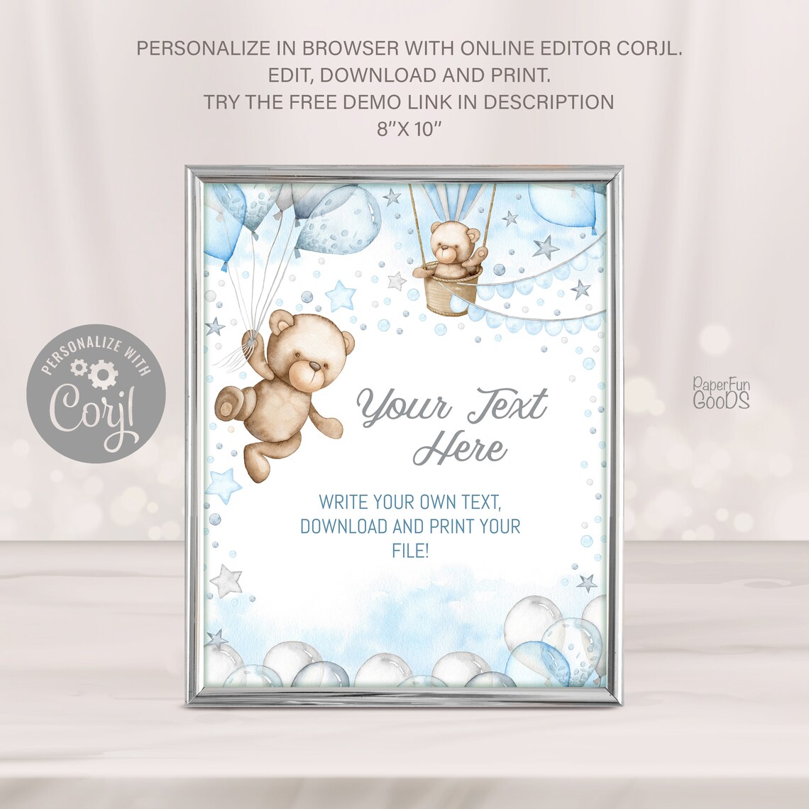EDITABLE Baby Shower Printable Sign. Personalized Baby Boy Birthday ...